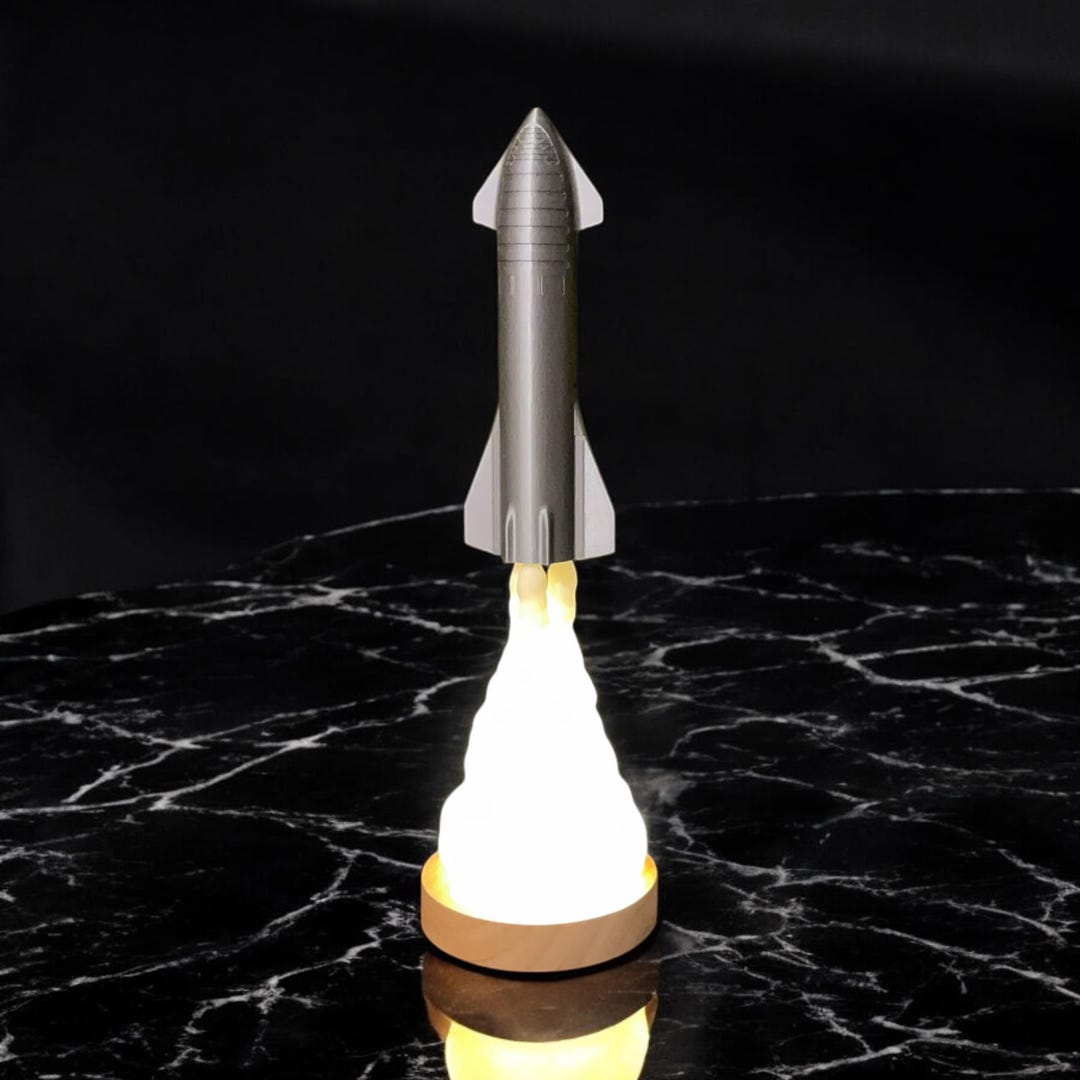 Spacex Starship Launch Lamp: Wooden Base Night Light - Etsy