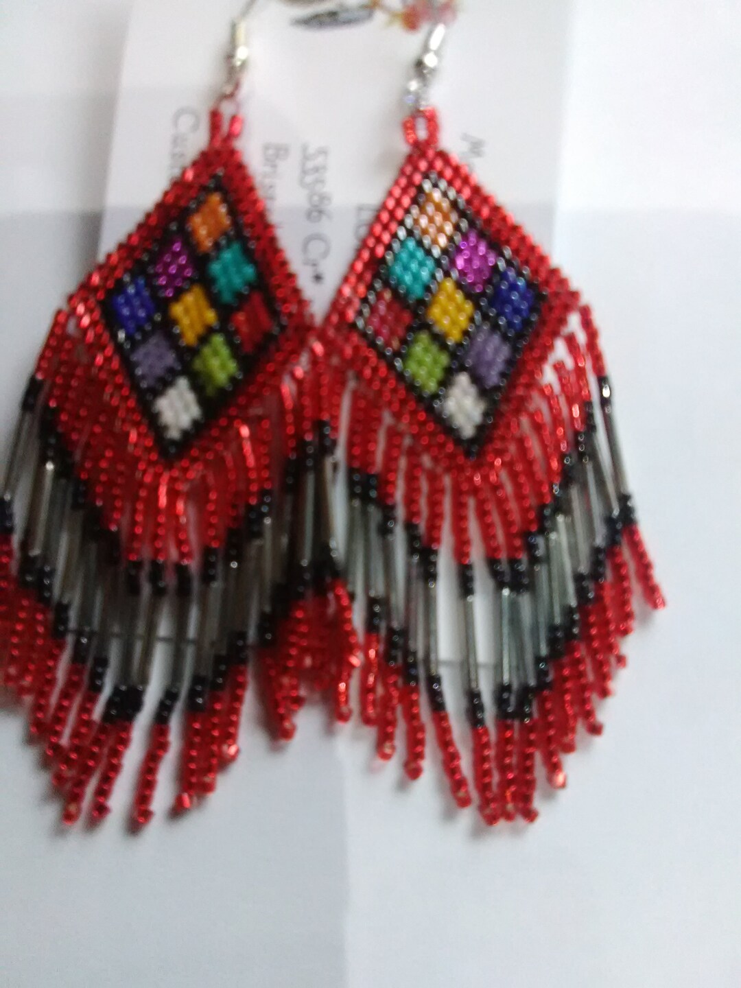 Red Sparkling Apache Ladder Earrings - Etsy