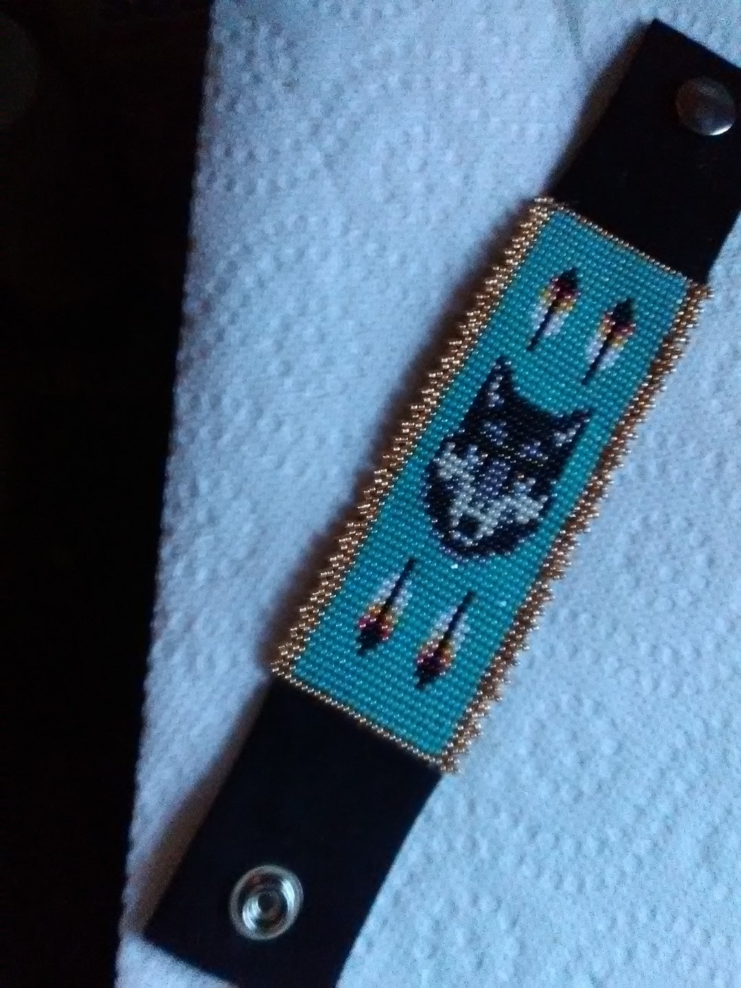 Beaded Leather Wolf Bracelet - Etsy