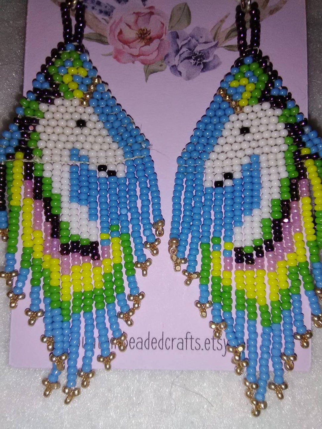 Earrings Beaded Unicorn Handmade Native American,pow Wow Regaillia ...