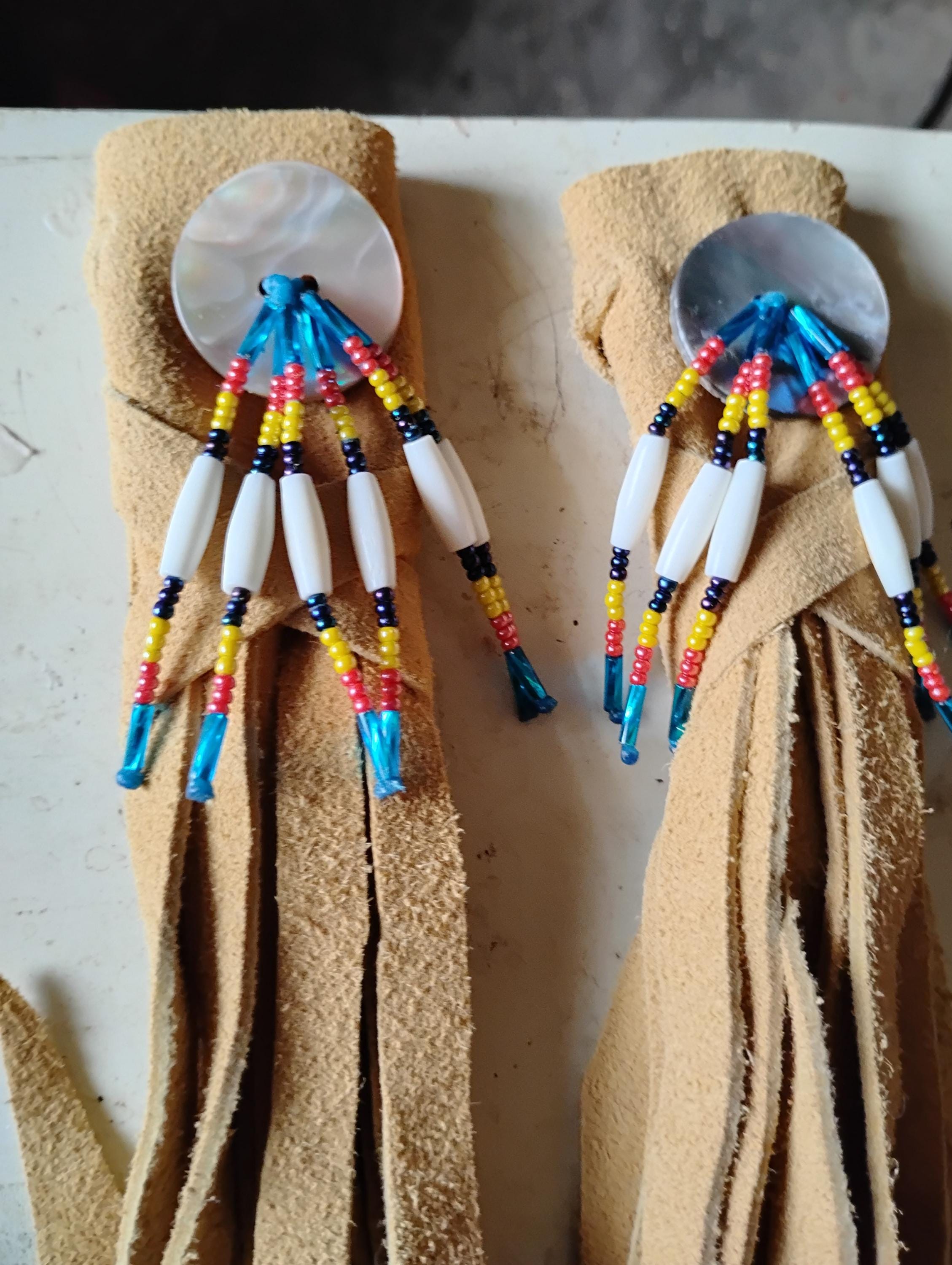 Cherokee Deer Suede Leather Braid Wraps, Handmade by Me, Pow Wow ...
