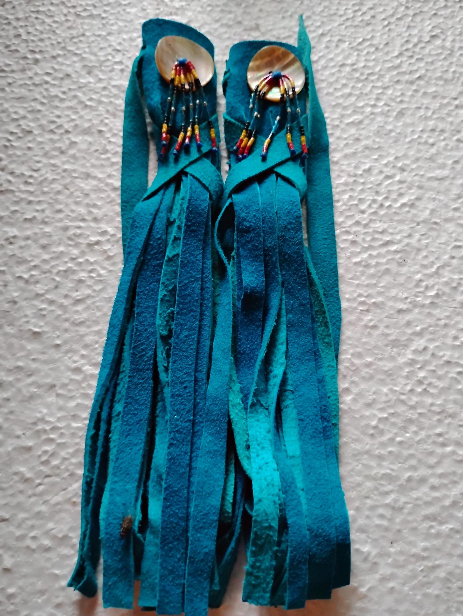 Cherokee Deer Suede Leather Braid Wraps With 1 Inch Abalone Button and ...