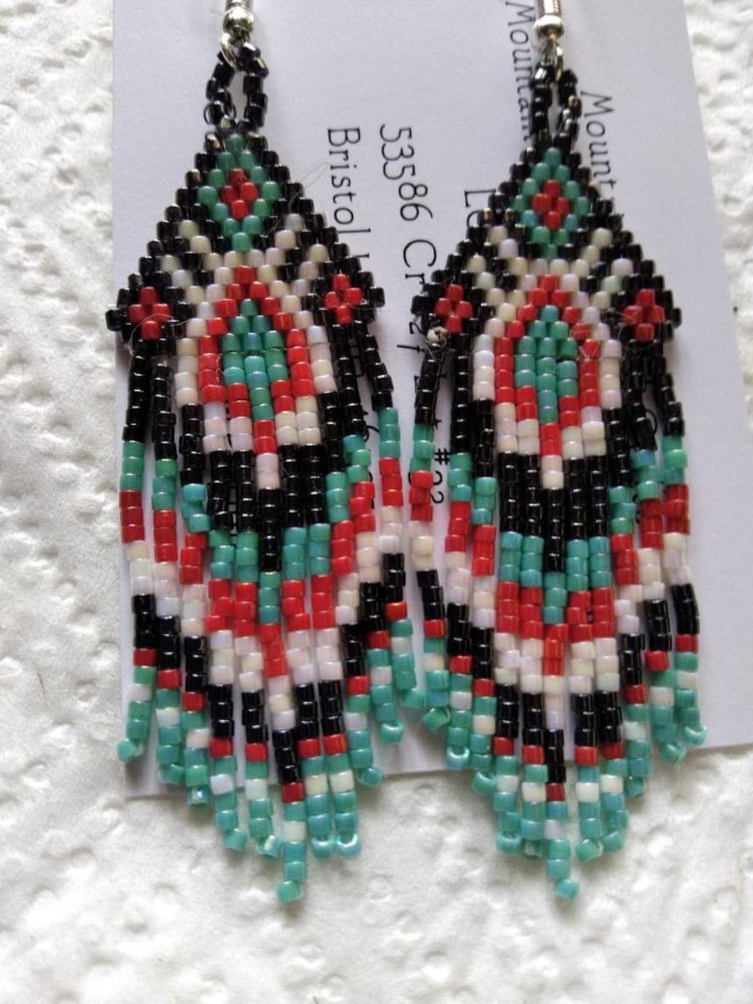 Beaded Earrings, Apache Tears Design, Native American, Handmade by Me ...