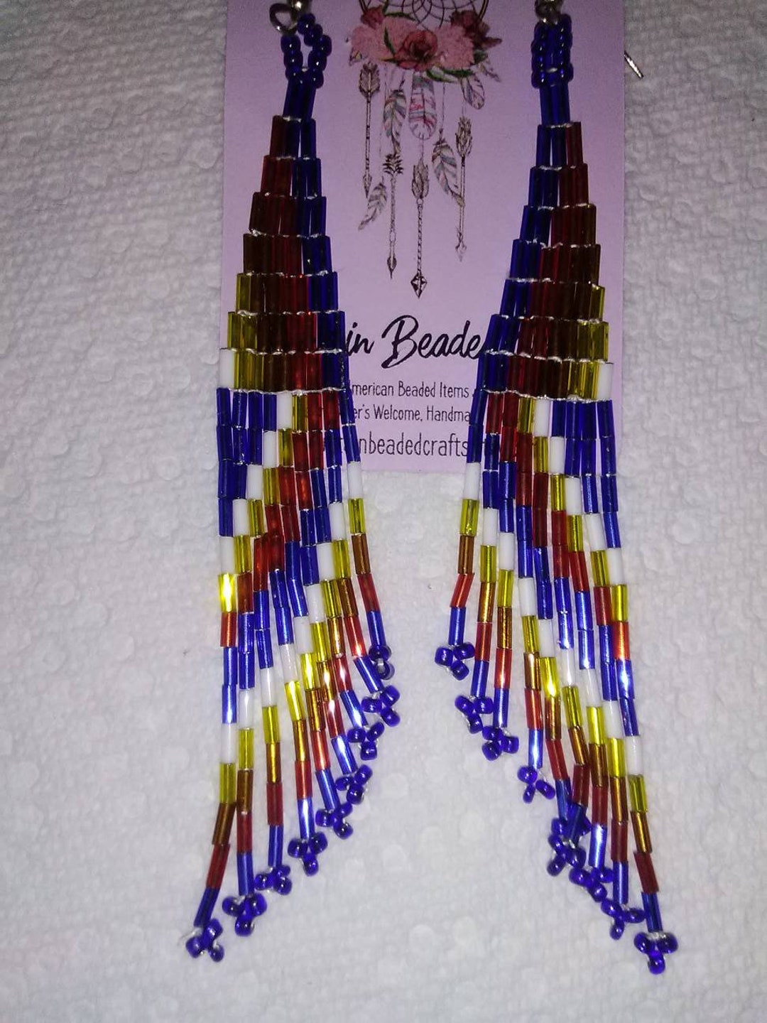 Apache Feather Wave Earrings, Native American, Handmade, Pow Wow ...