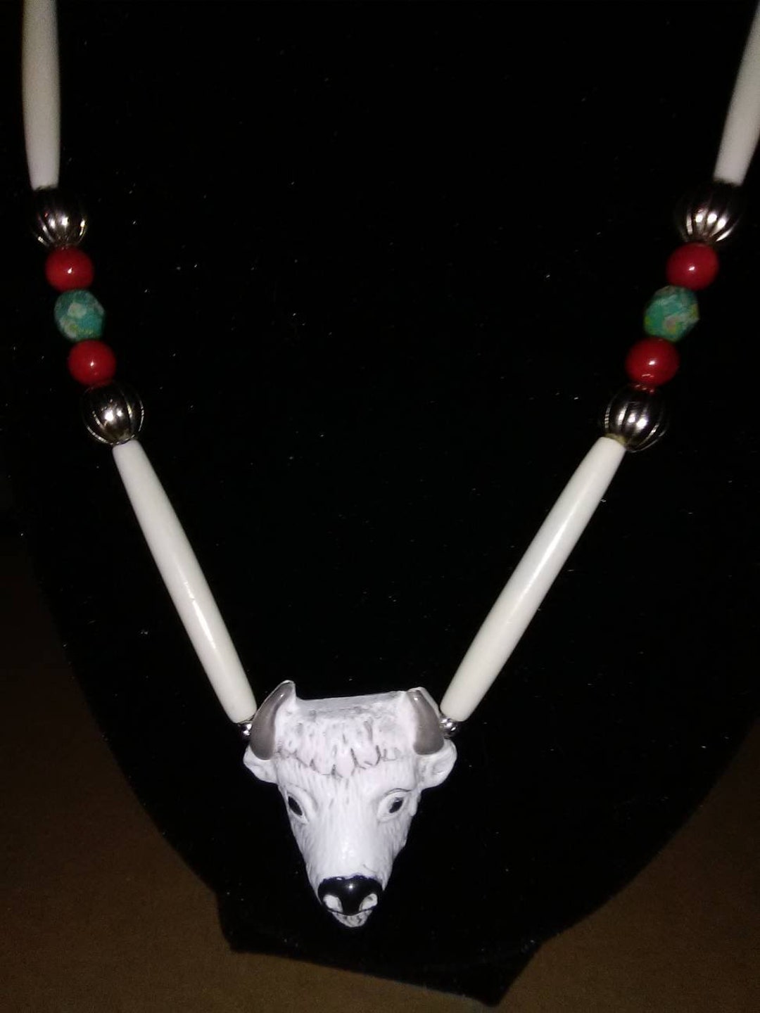 Necklace Set Cheyenne Design Handmade Sacred White Buffalo With Real ...