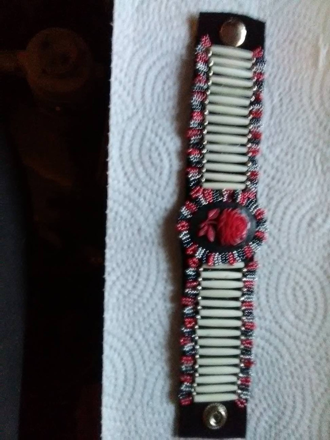 Fluted Silver Faze Rose Leather Bracelet, Handmade and Designed. Native ...