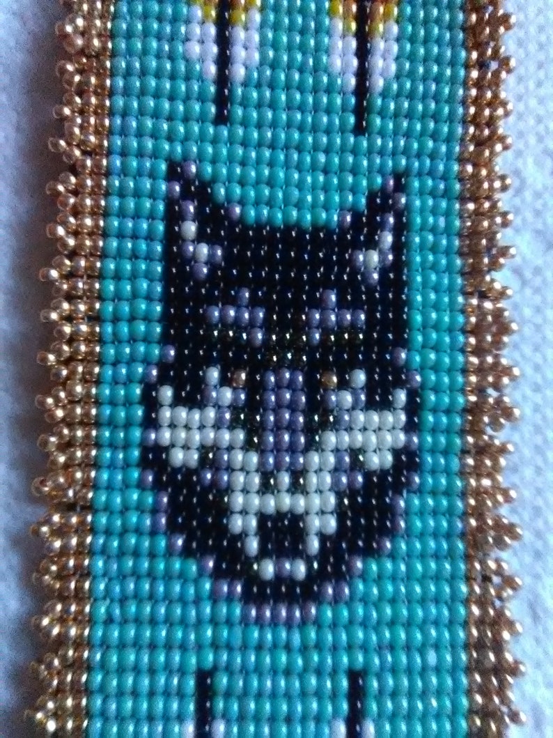 Beaded Leather Wolf Bracelet - Etsy