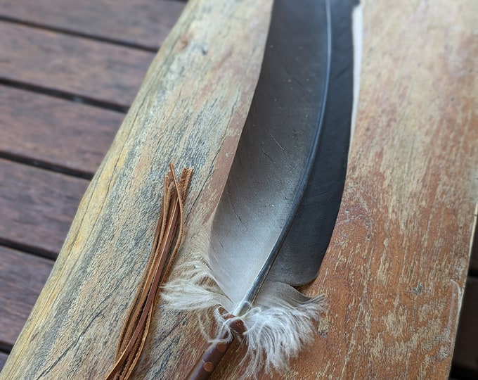 Single Condor Feather With Leather Handle - Etsy