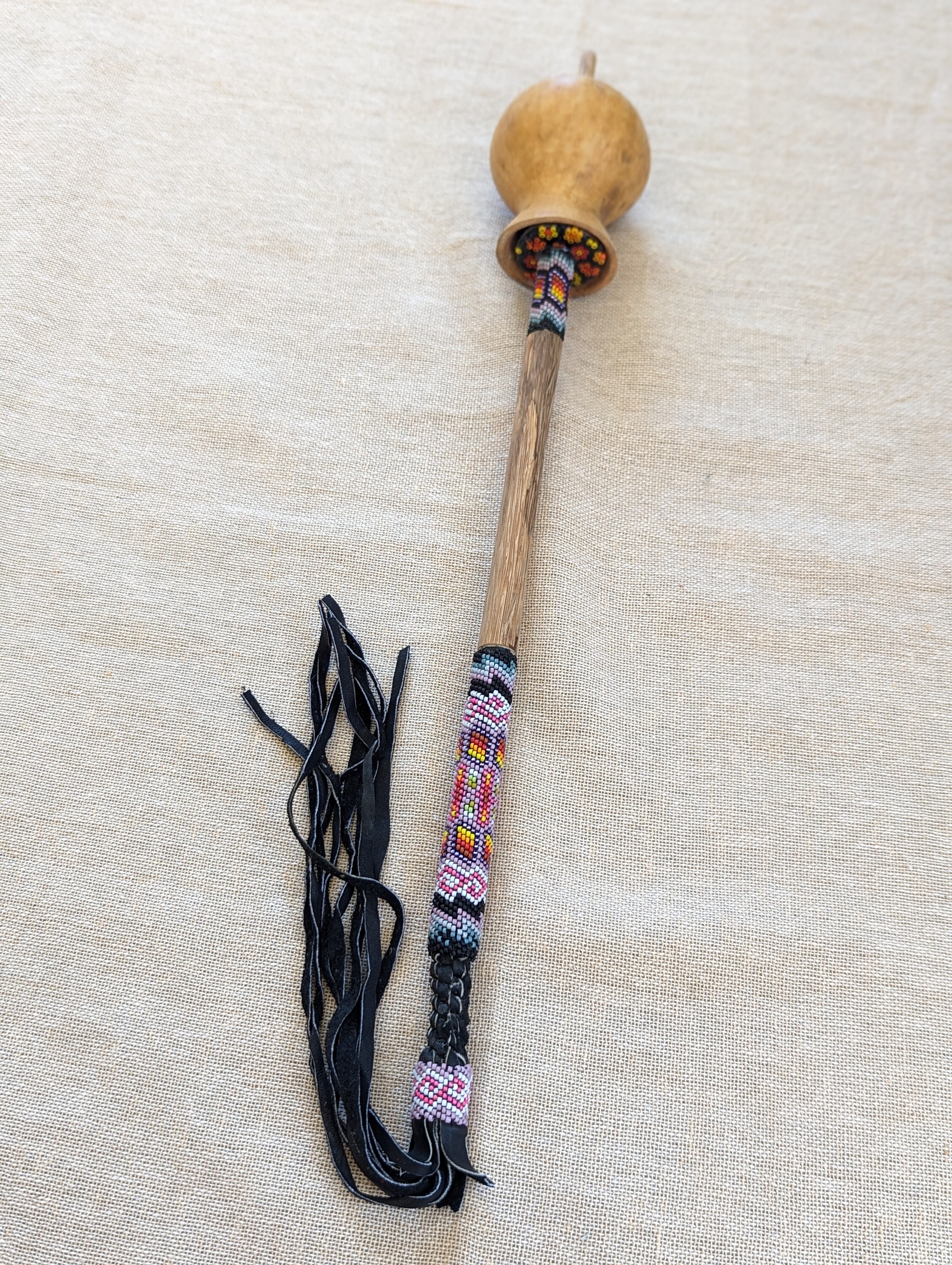 Peyote Beaded Rattle, Native American Ceremony, Shamanic Rattle Ocelotl ...