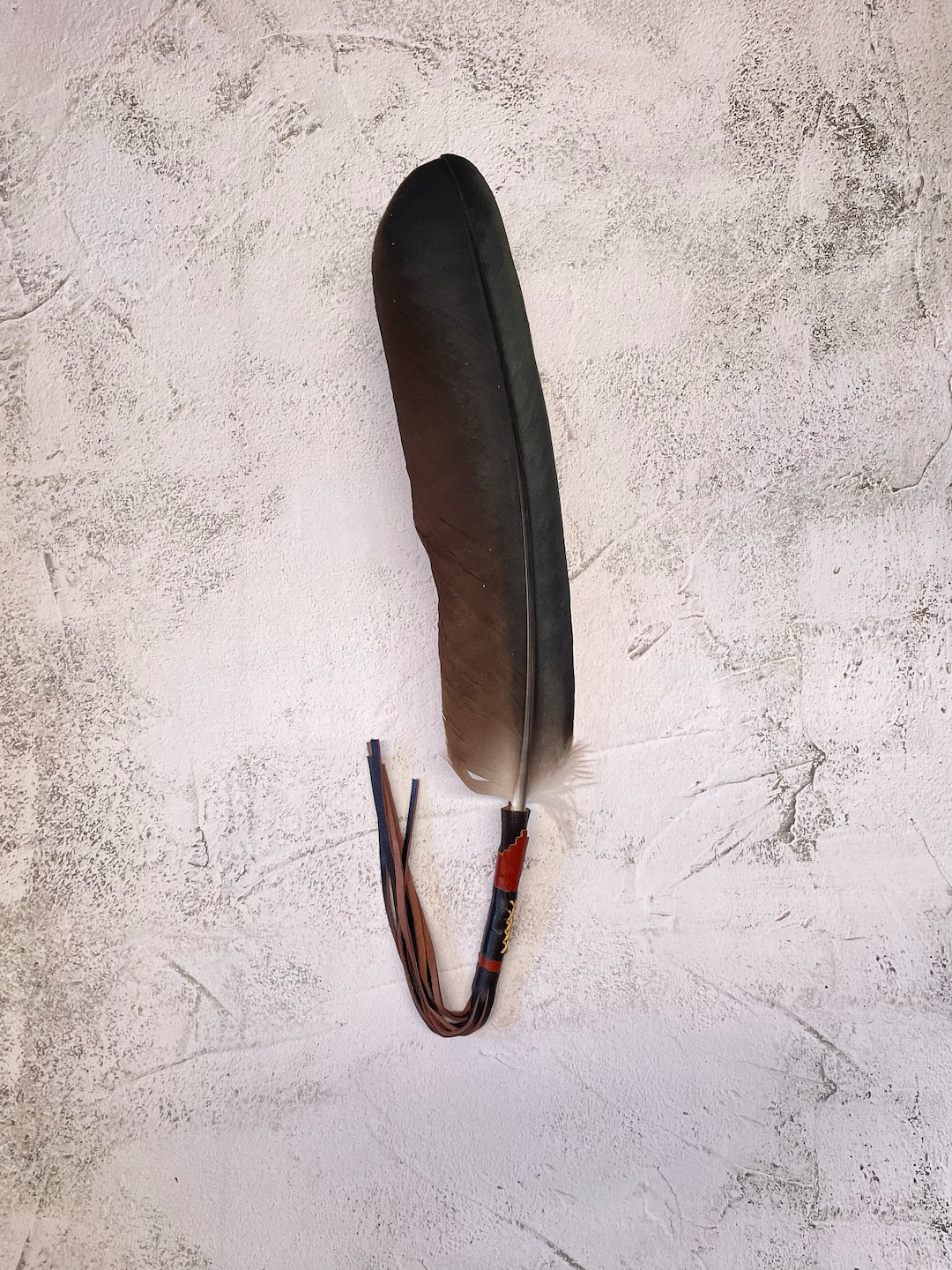 Single Condor Feather With Leather Handle - Etsy