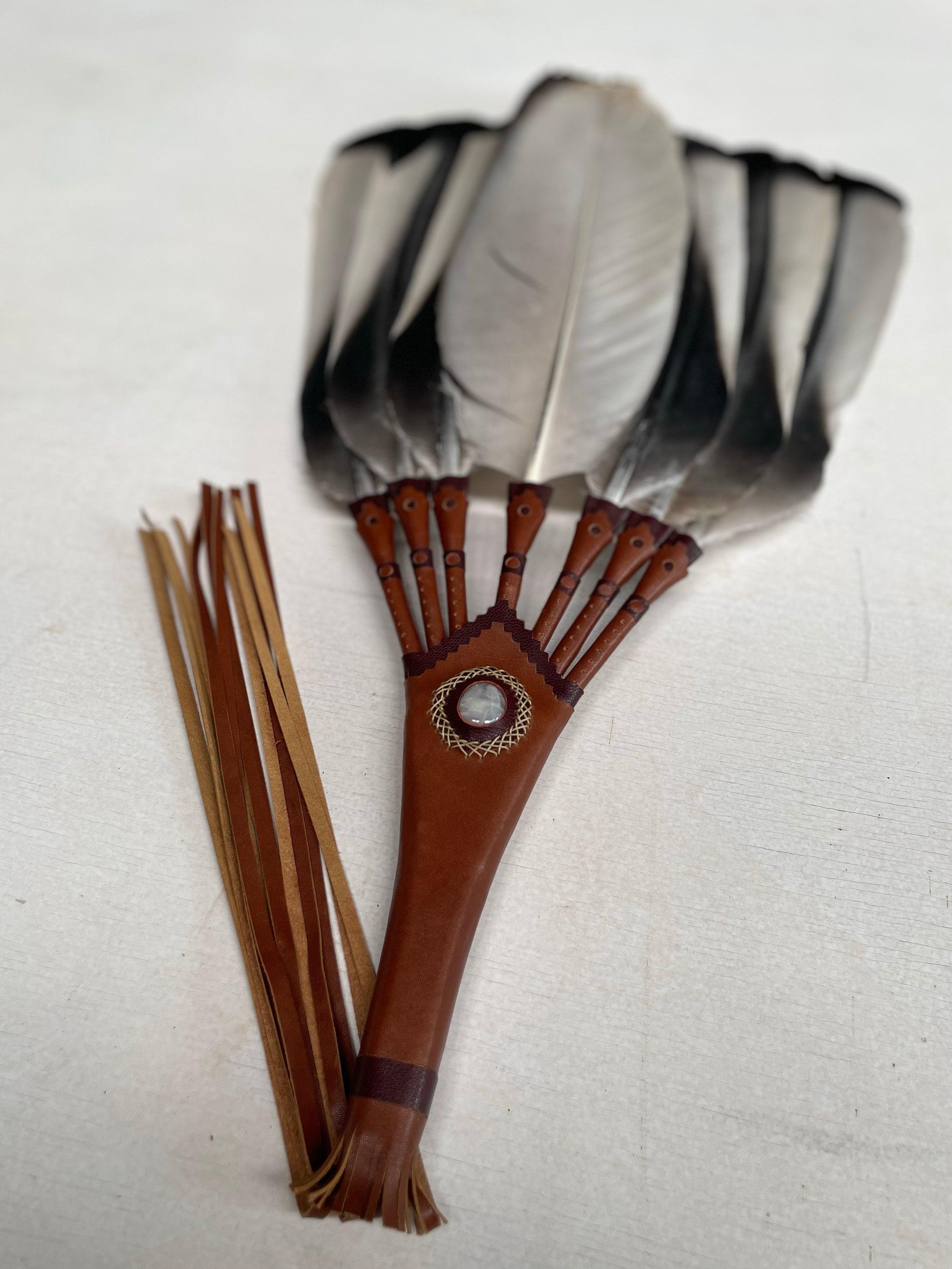 Rare White Condor Feather Fan With Moonstone - Etsy