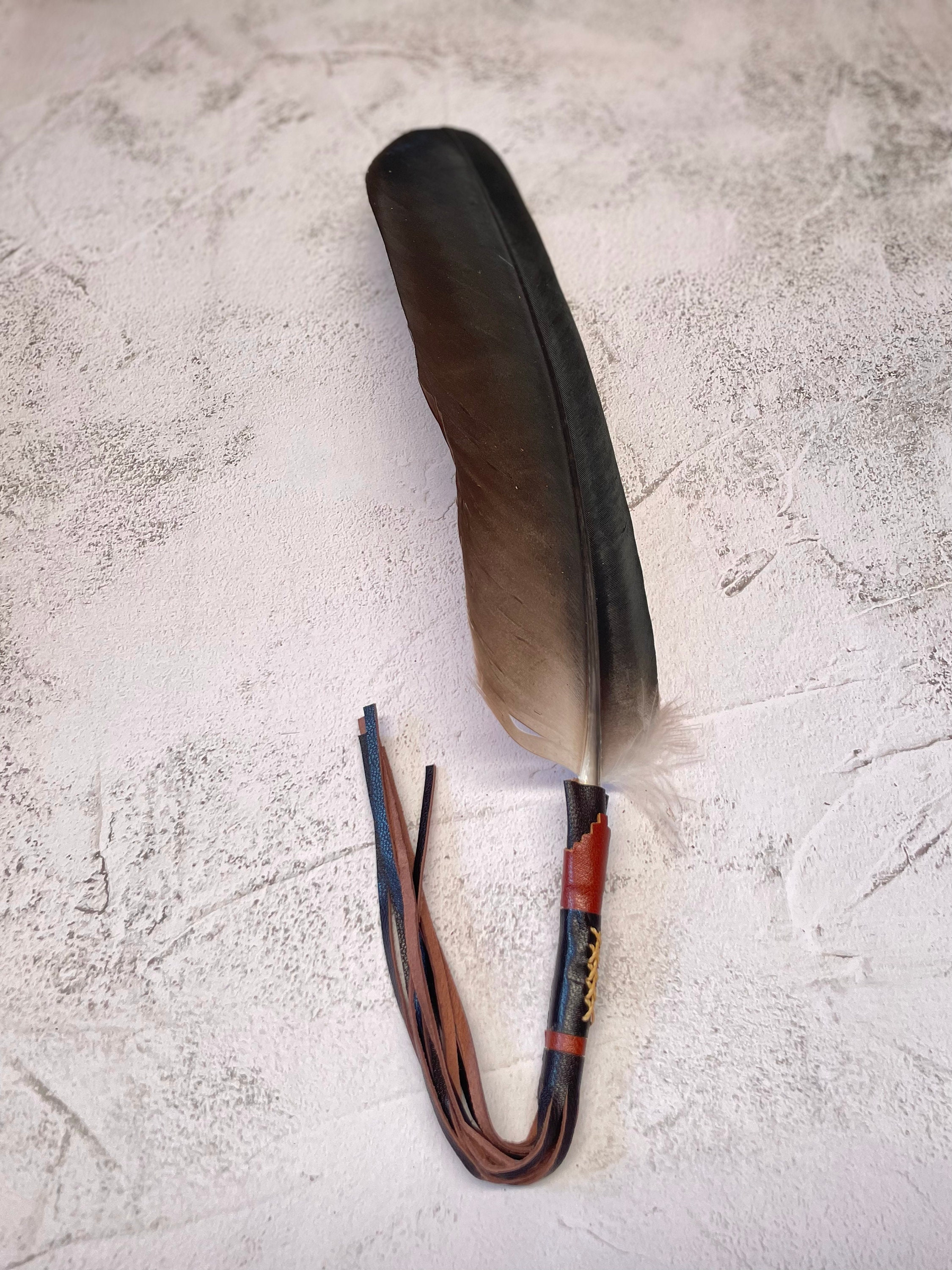 Single Condor Feather With Leather Handle - Etsy