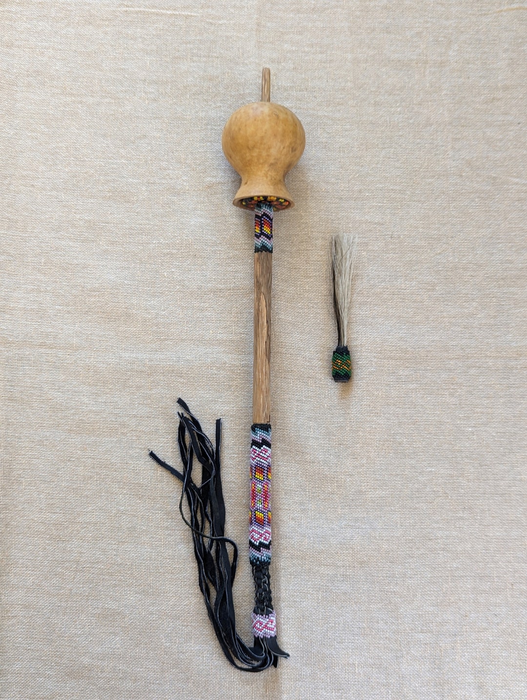 Peyote Beaded Rattle, Native American Ceremony, Shamanic Rattle Ocelotl ...