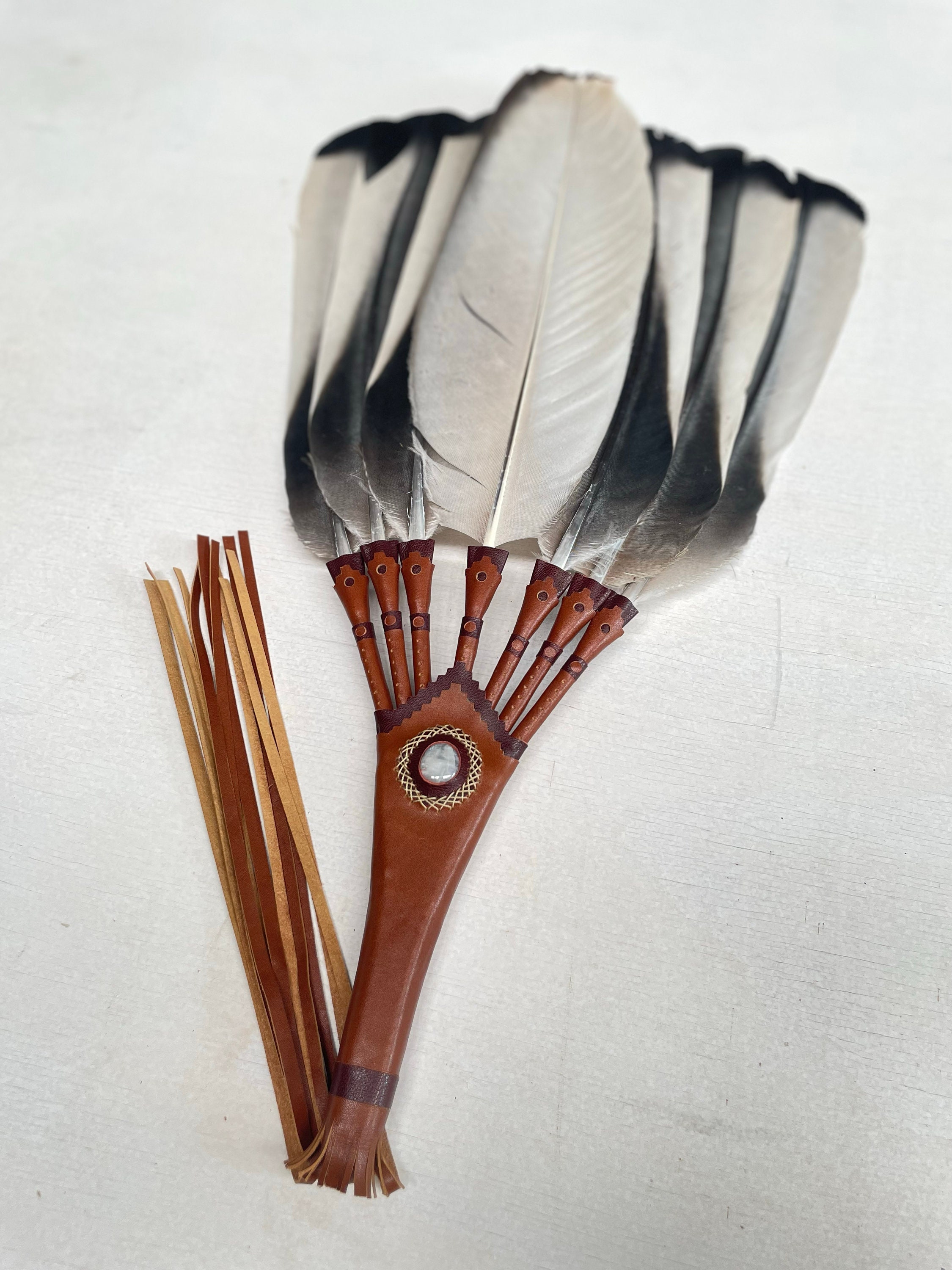 Rare White Condor Feather Fan With Moonstone - Etsy