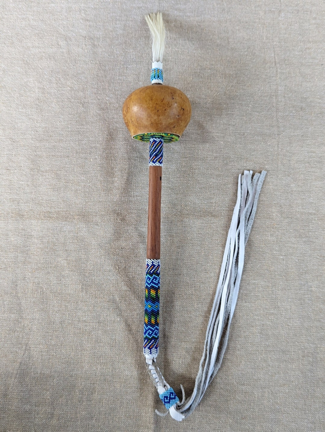 Peyote Beaded Rattle, Native American Ceremony, Shamanic Rattle Tochtli ...