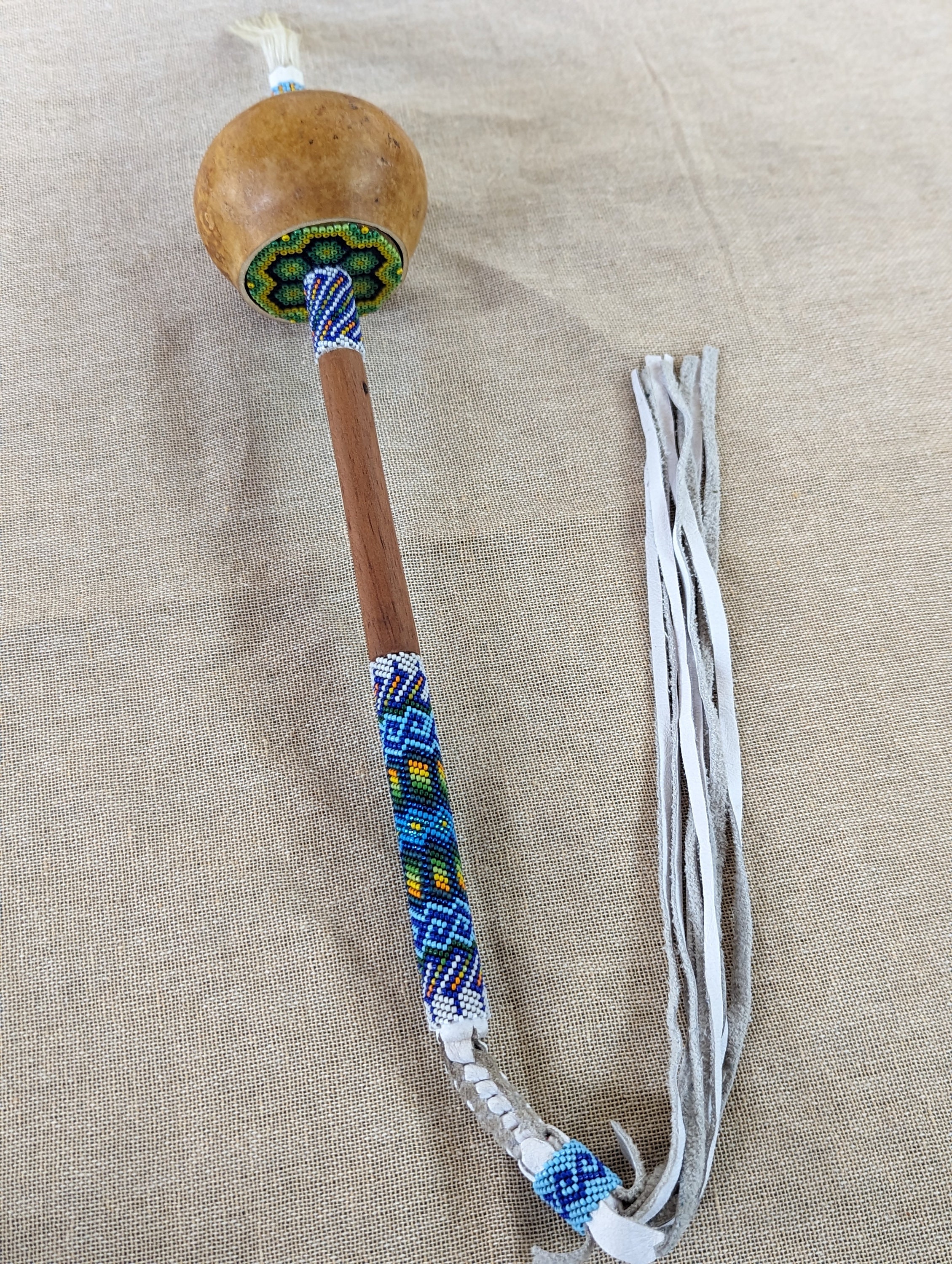 Peyote Beaded Rattle, Native American Ceremony, Shamanic Rattle Tochtli ...