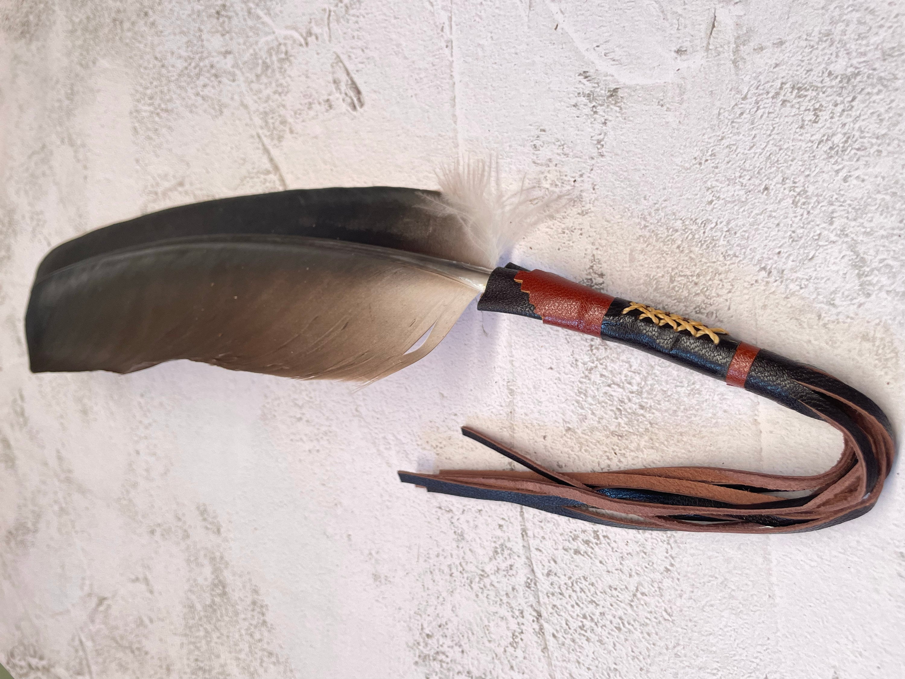 Single Condor Feather With Leather Handle - Etsy