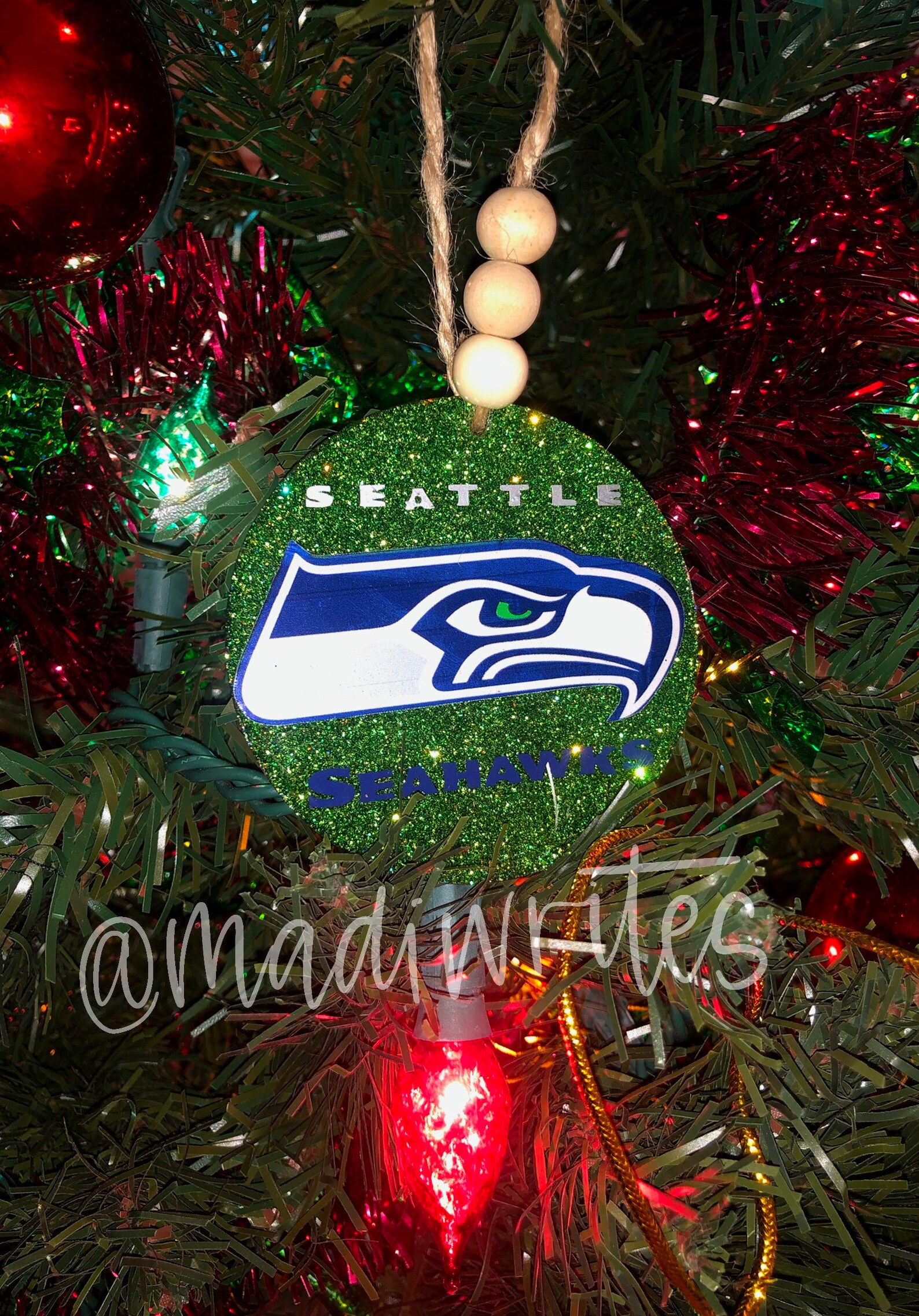 Seattle Seahawks Christmas Ornament customizable | Etsy
