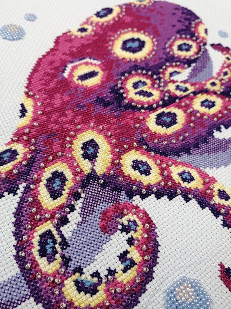 Octopus Cross Stitch Sea Animals kit Sea Fantasy cross | Etsy