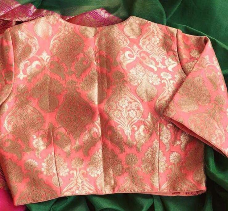 Pink Peach Color Solid Stretchable Ready Made BLOUSE for WOMEN and ...