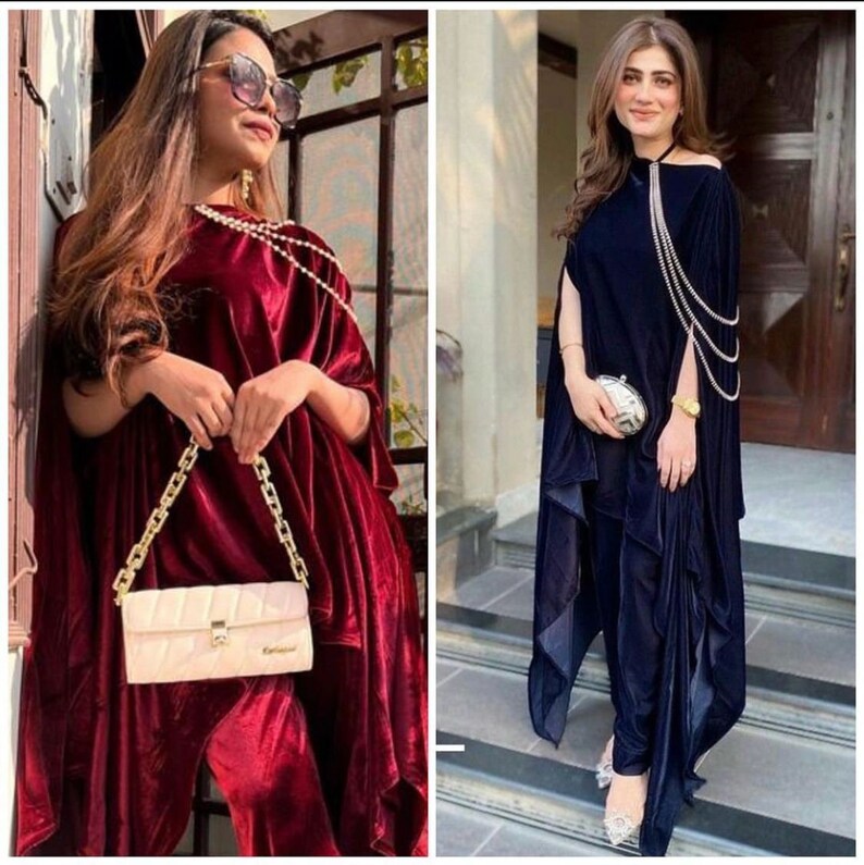 Velvet Coord Set in Blue Red and Green Colour for Party Wear and ...