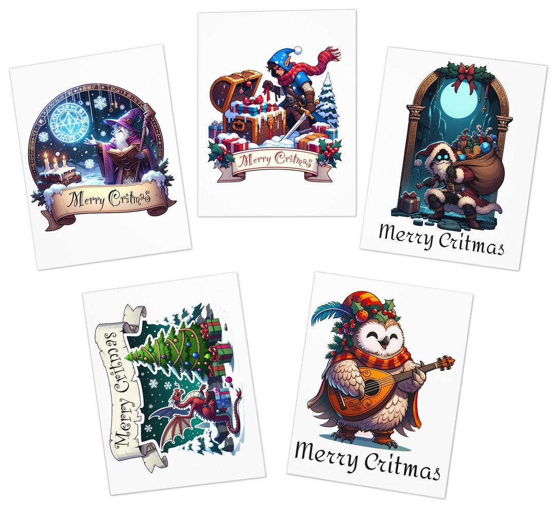 D&D Christmas Critmas Cards (variety 5-pack #1) - Etsy