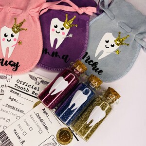 Personalised Tooth Fairy Bag and Bottle, Personalised Pink Velvet Pouch ...