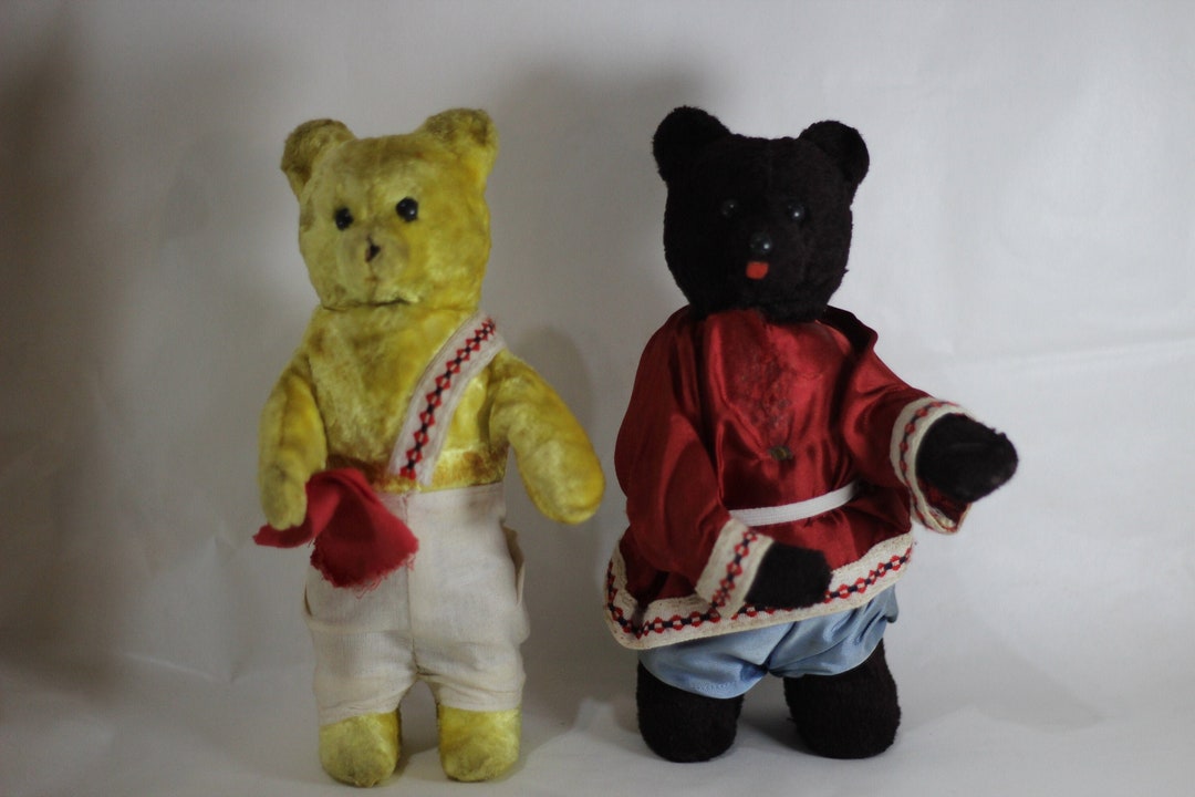 Soviet Windup Bear Couple yellow and Brown Bear Music Bears Dressed ...