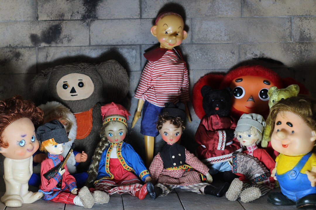 Vintage Soviet Toys Lot - Cheburashka Чебурашк Pinocchio Buratino ...