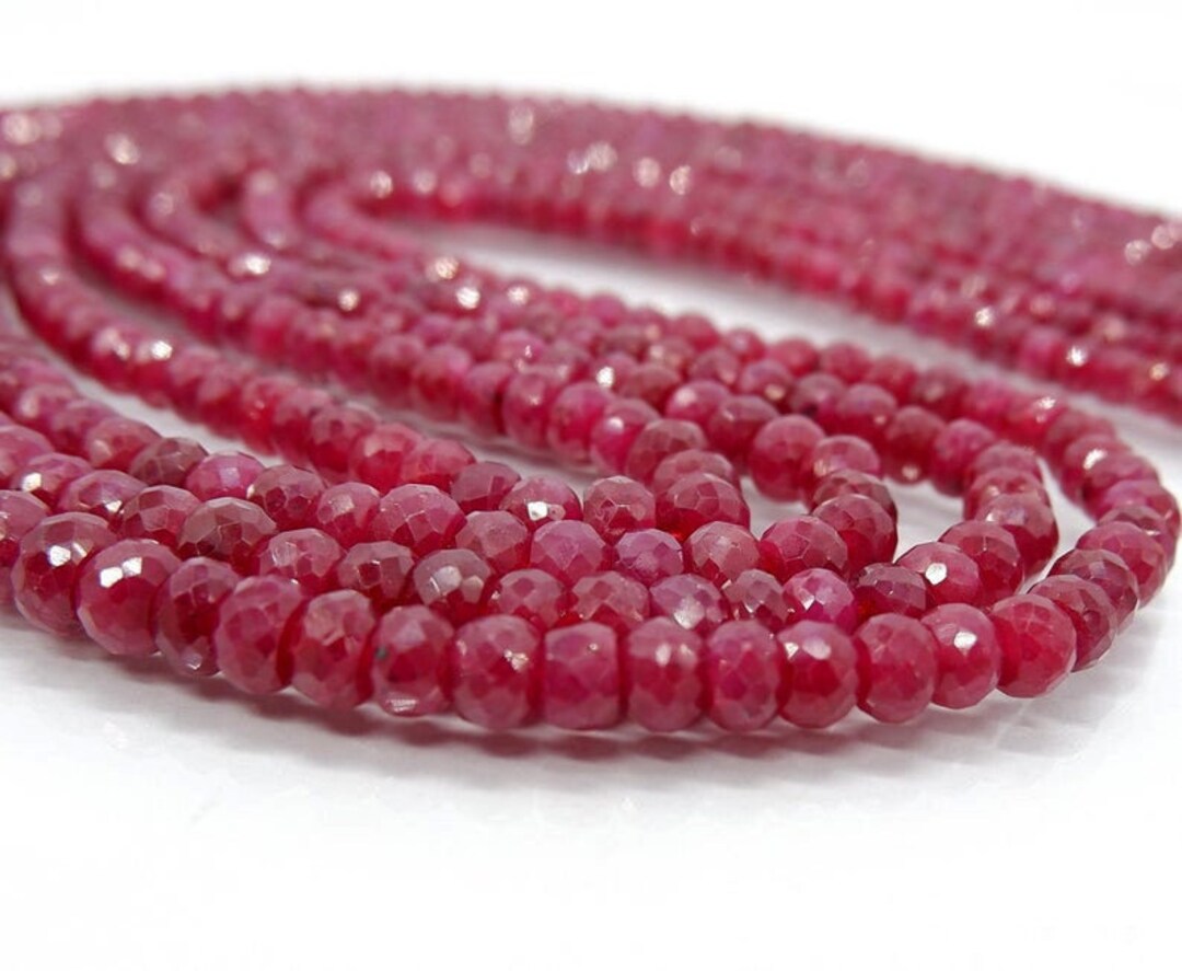 Ruby Faceted Roundel Beads Full Strands-16 Inches 3-4 Mm - Etsy