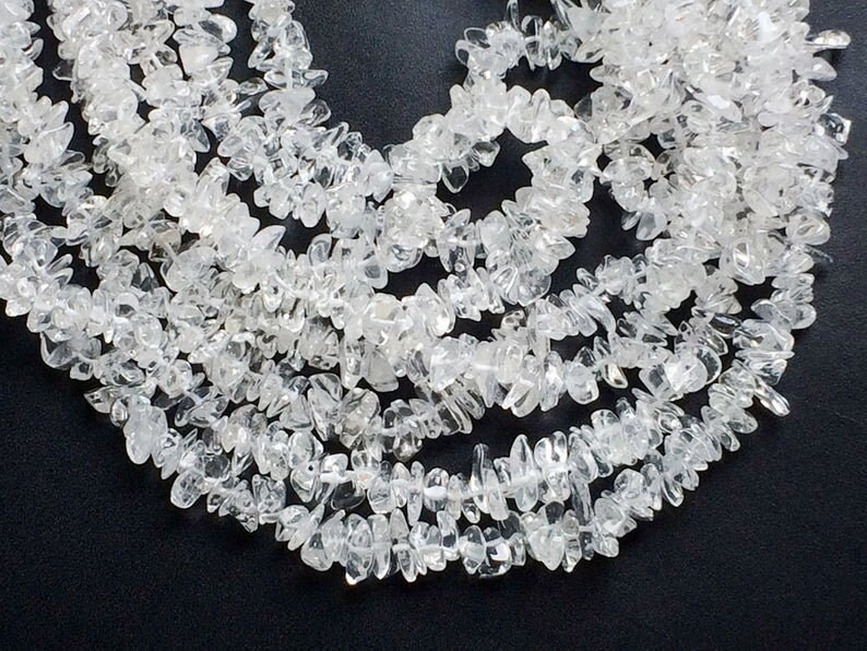 Natural Clear Quartz Chip Beads Strand Semi Precious Gemstone | Etsy