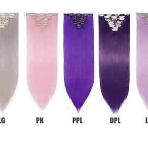 Dark Purple Hair Extensions Clip in Hair Streaks Lavender - Etsy