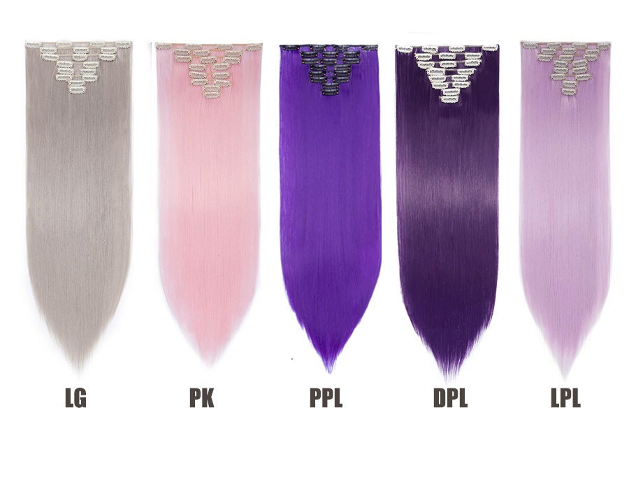 Dark Purple Hair Extensions Clip in Hair Streaks Lavender - Etsy