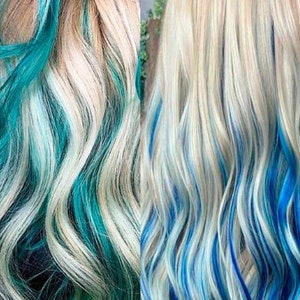 Clip in Fresh Teal Hair Color, Atomic Turquoise Hair, Aquamarine, Dye ...
