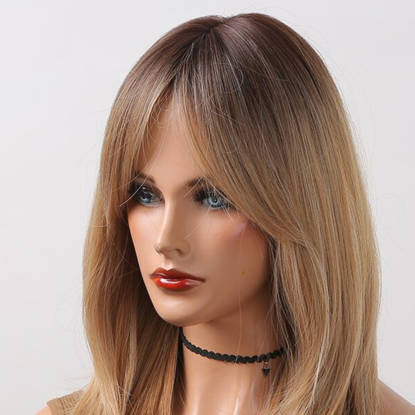 Gold Blonde Layered Wig With Bangs Golden Platinum Wig Honey - Etsy