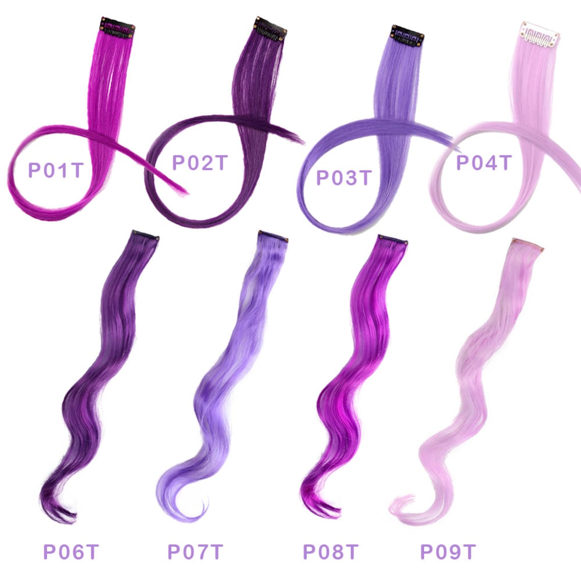 Dark Purple Hair Extensions Clip in Hair Streaks Lavender - Etsy