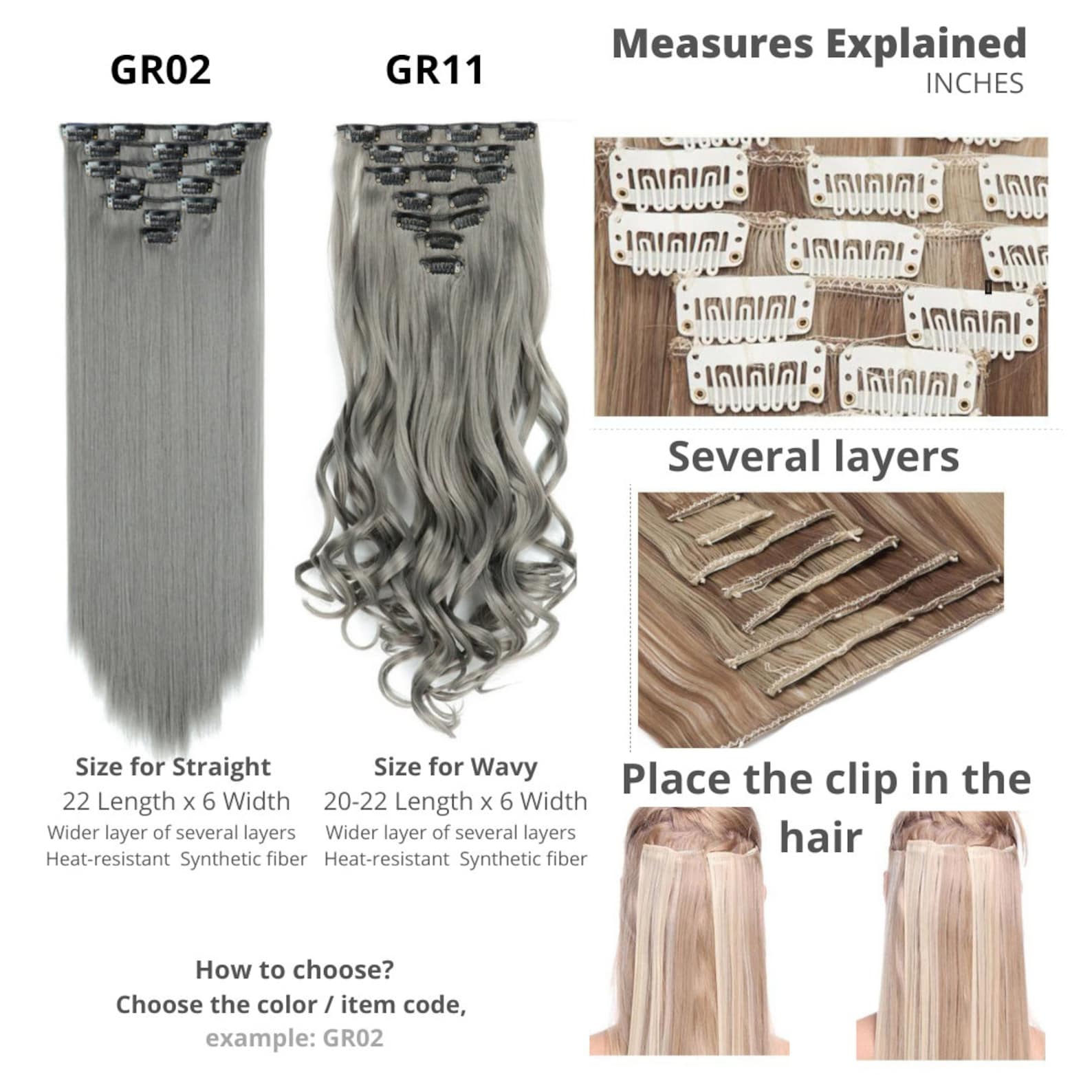 Gray Hair Extensions, Clip in Hair Streaks, Dark Greige Warm Cool Grey ...