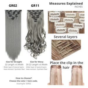 Gray Hair Extensions, Clip in Hair Streaks, Dark Greige Warm Cool Grey ...
