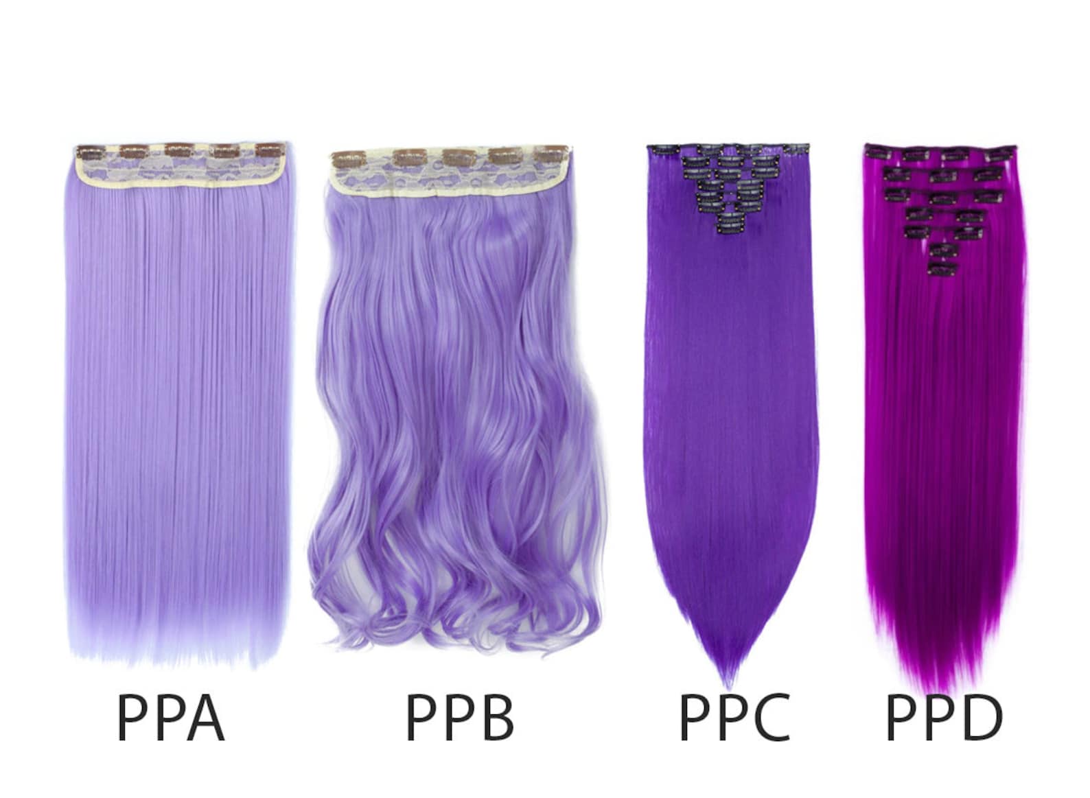Purple Hair Extensions Clip in Hair Streaks Lavender Mermaid - Etsy