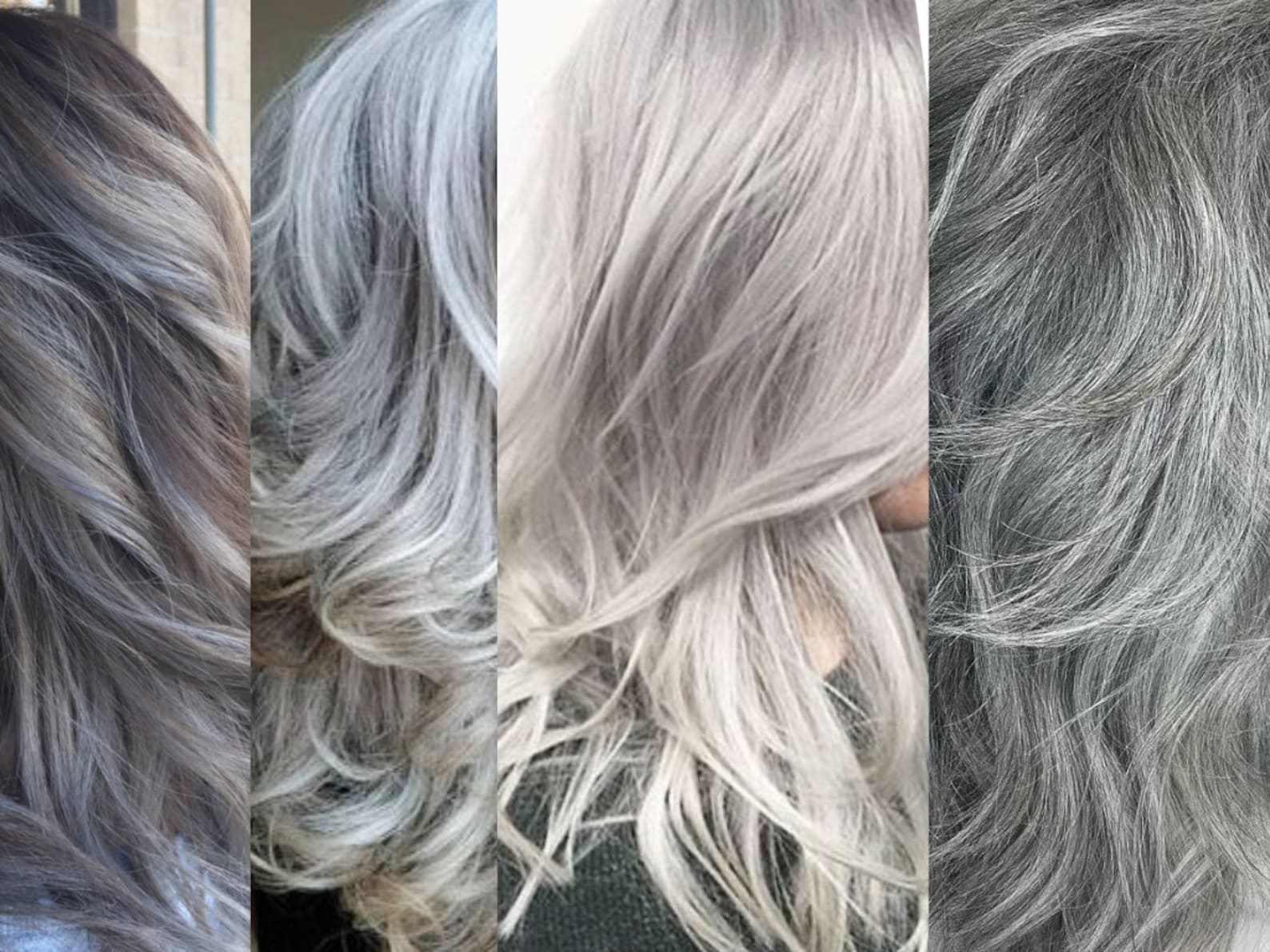 Gray Hair Extensions, Clip in Hair Streaks, Dark Greige Warm Cool Grey ...