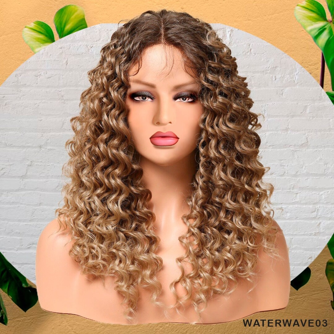 Lace Front Water Wave Wig Natural Blonde Wig Flat Wrap Long - Etsy