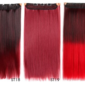 Red Hair Extensions Clip in Streaks Auburn Dark Red Hair - Etsy