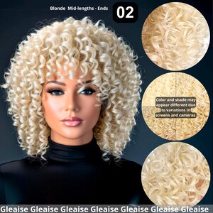 Light Blonde Wig Fluffy Curly Hair Wig Natural Shades Afro Hair Wavy ...