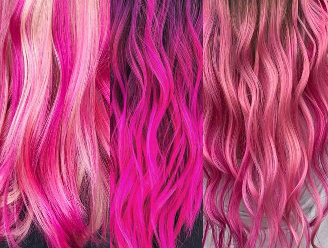 Hot Pink Hair Extensions Rose Hair Clips Red Pink Fuschia | Etsy