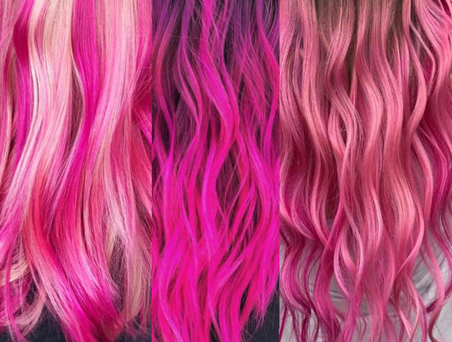 Hot Pink Hair Extensions Rose Hair Clips Red Pink Fuschia - Etsy Canada