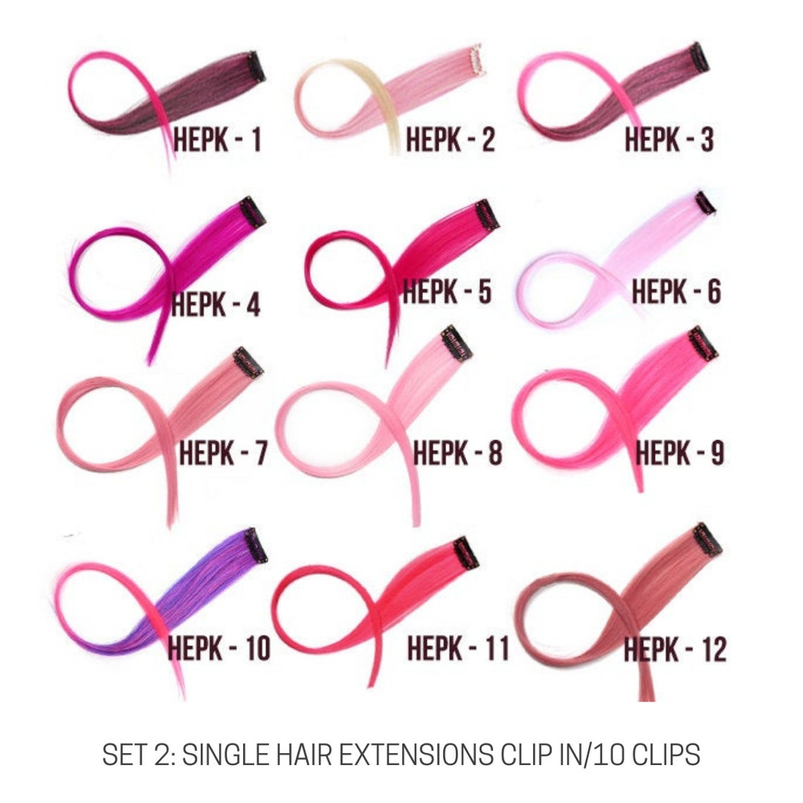 Hot Pink Hair Extensions Rose Hair Clips Red Pink Fuschia | Etsy