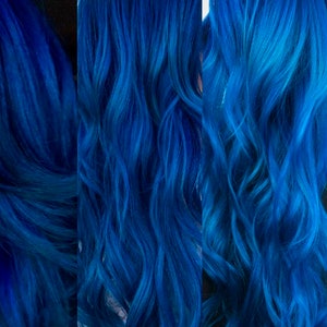 Long Dark Blue Hair, Real Blue Clip in Hair Extension, After Midnight ...