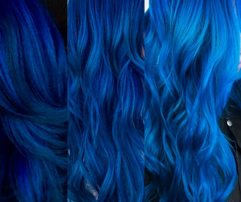 Long Dark Blue Hair, Real Blue Clip in Hair Extension, After Midnight ...