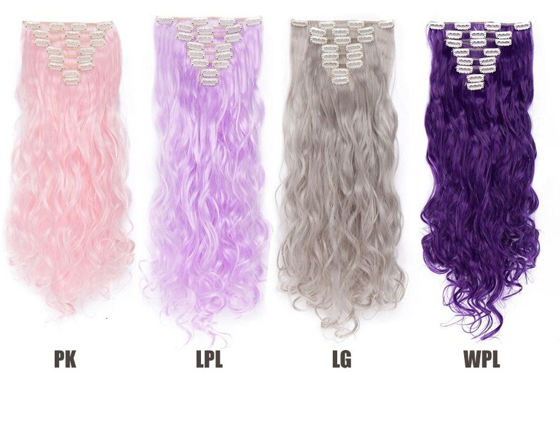 Dark Purple Hair Extensions Clip in Hair Streaks Lavender - Etsy