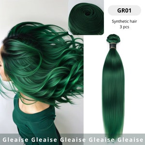 Dark Green Hair Extensions, Emerald Green, Aesthetic, Forest Green ...